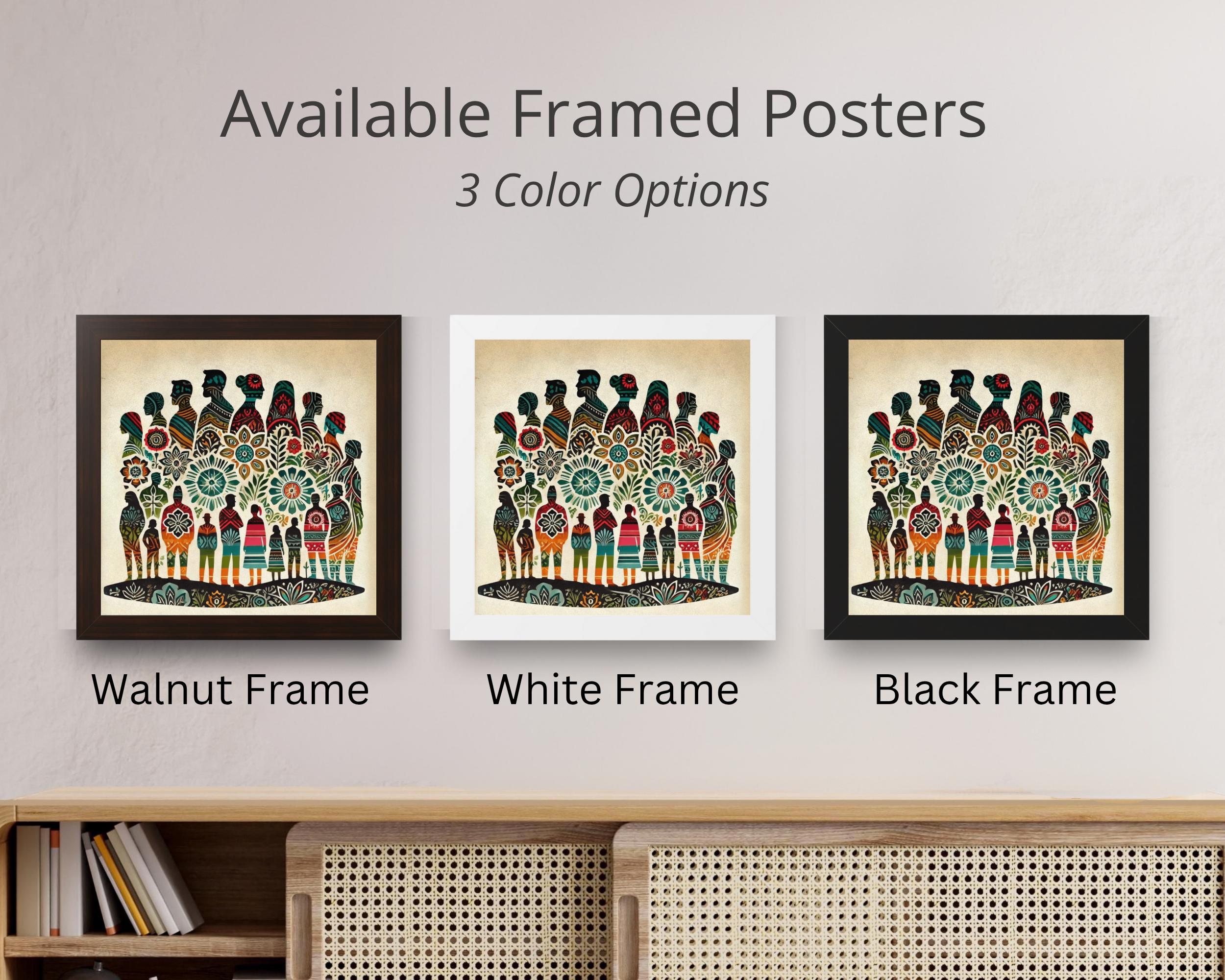 Cultural Unity Art Print: Floral People Folk Poster | Framed & Unframed ...