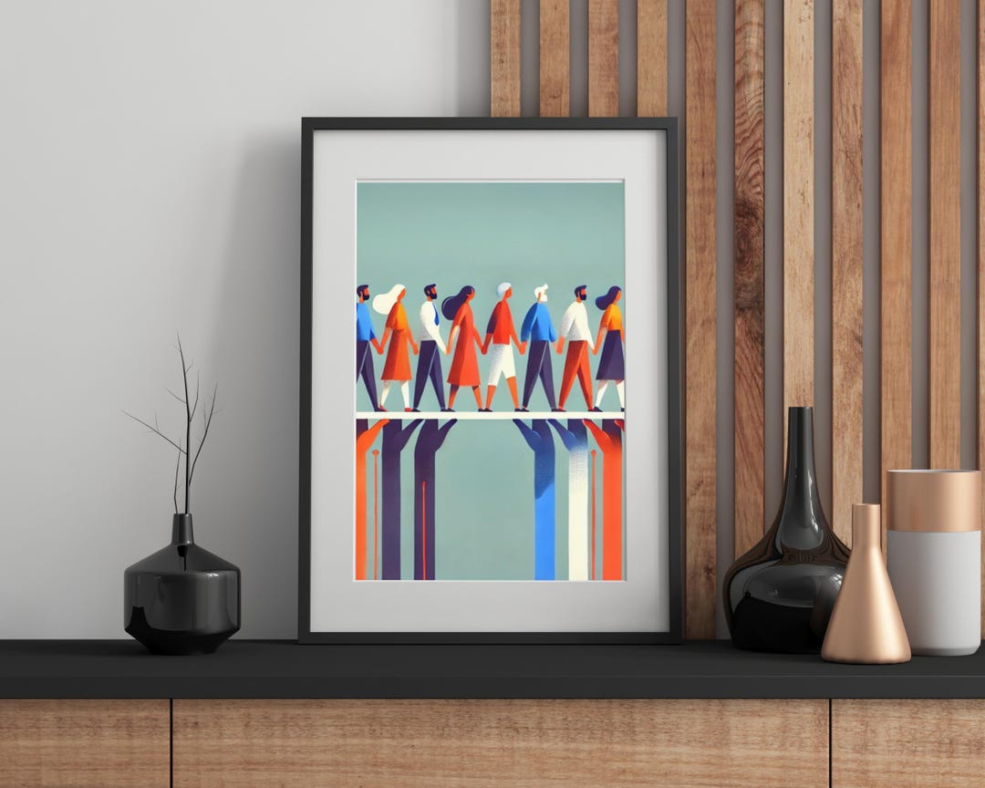 Unity Diversity Art Print, Modern Abstract People Illustration, Social ...