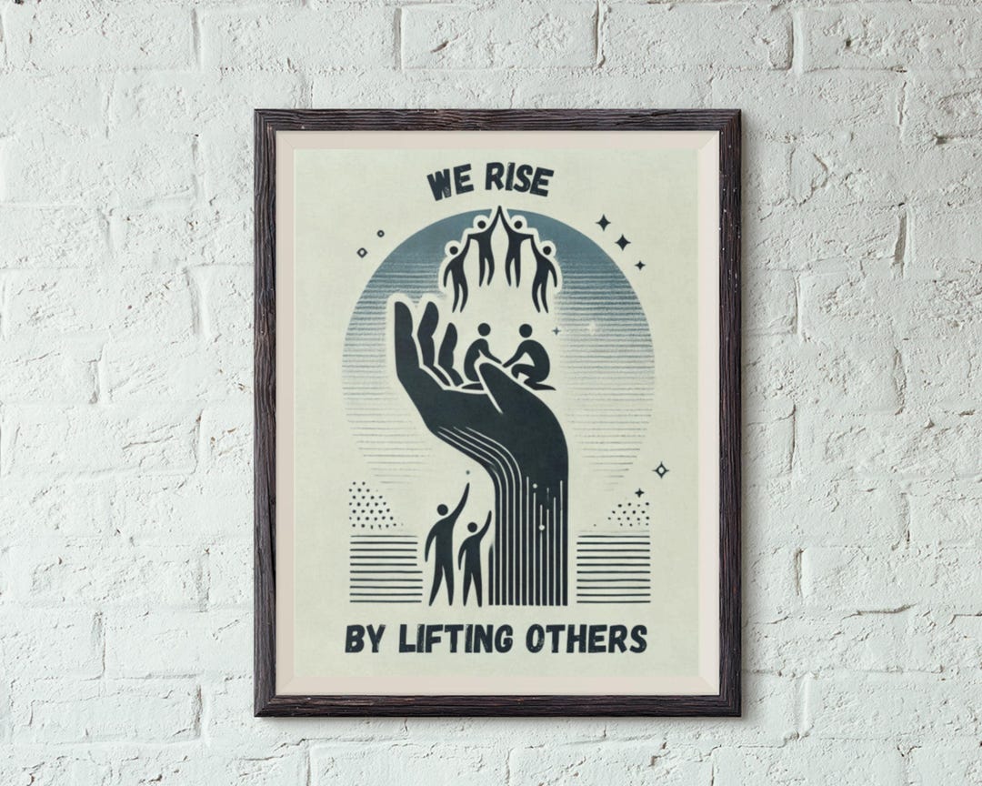 Vintage We Rise Art Print: Community Unity Teamwork Poster | Framed ...