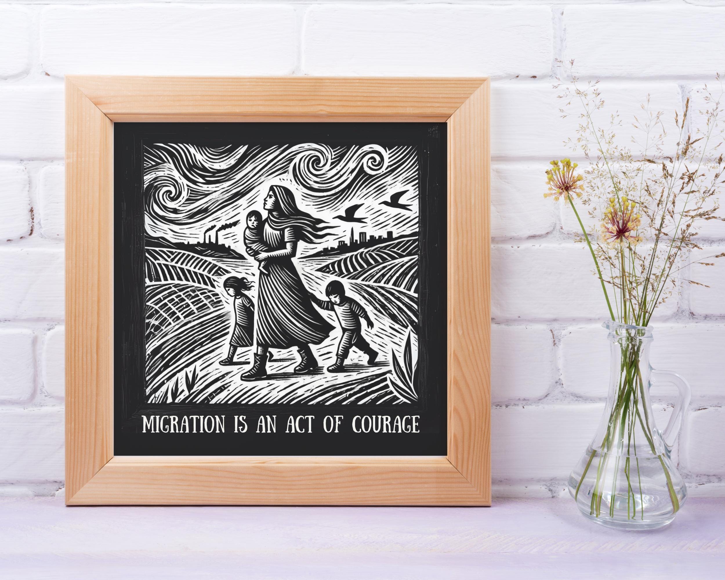 Immigrant Rights Art Print: Migration Courage Leftist Political Poster ...