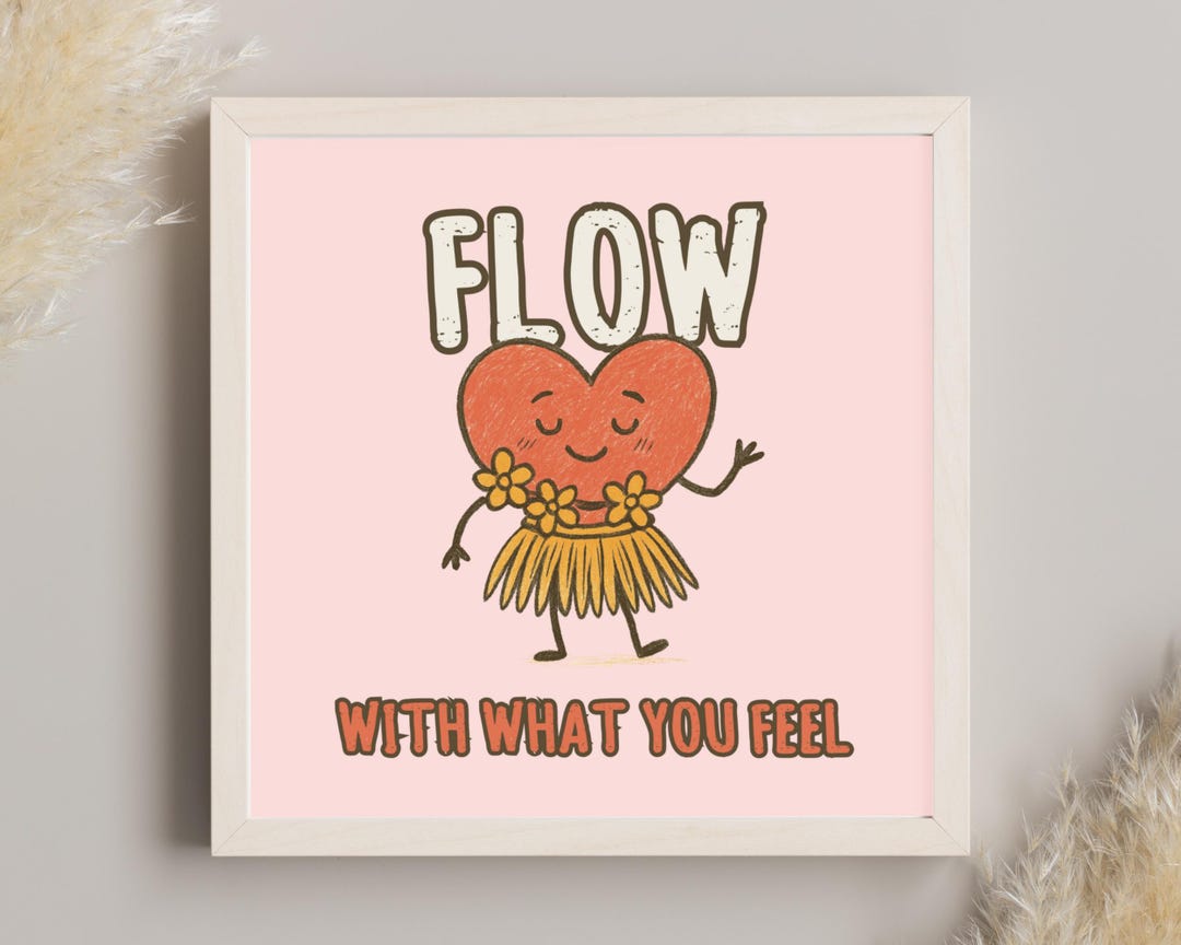 Crayon Heart Hula Art Print: Kawaii Feel Good Poster | Framed ...