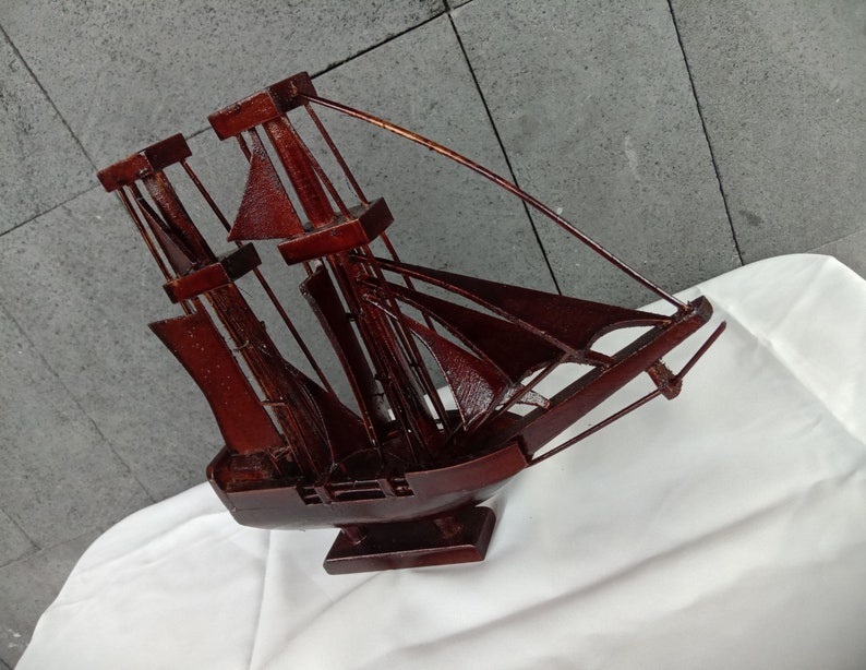 Handcrafted Wooden Miniature Ship: Nautical Home Decor - Etsy