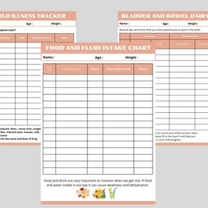 Child Illness Tracker, Bladder Bowl Diary Symptom Tracker Manage ...