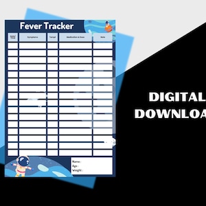 Fever Tracker, Temperature Log, Fever Chart, Sick Child Tracker ...