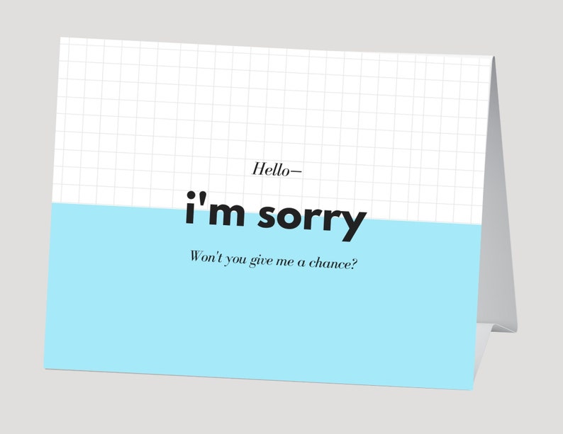 Printable Sorry Card: Minimalist Design (digital Download) - Etsy