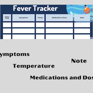 Fever Tracker, Temperature Log, Fever Chart, Sick Child Tracker ...