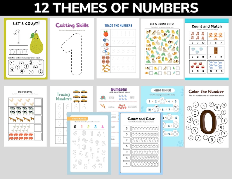 50 Printable Number Worksheets, Number Tracing, Preschool Printables ...