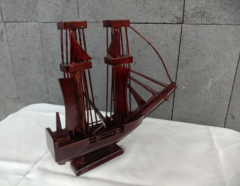 Handcrafted Wooden Miniature Ship: Nautical Home Decor - Etsy