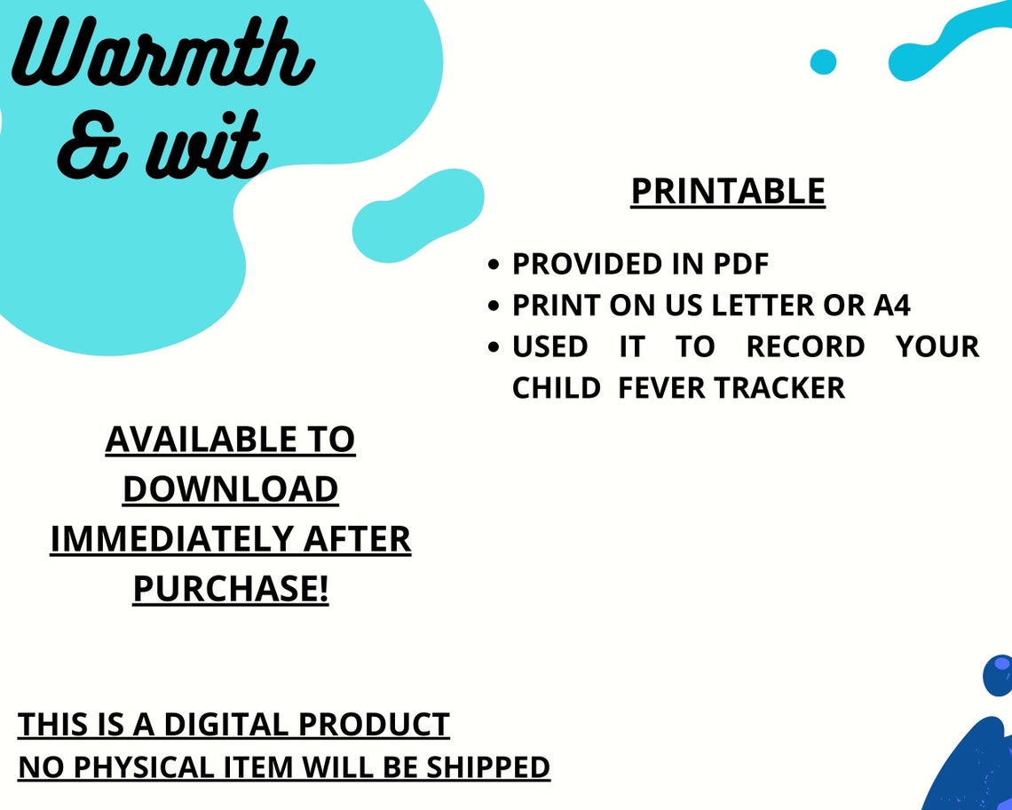 Fever Tracker, Temperature Log, Fever Chart, Sick Child Tracker ...