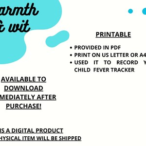 Fever Tracker, Temperature Log, Fever Chart, Sick Child Tracker ...