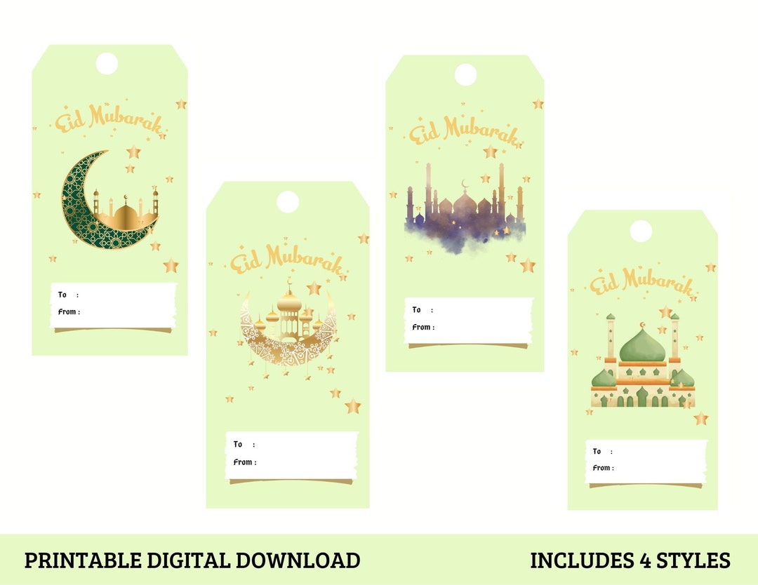 Eid Mubarak Gift Tag Instant Digital Download, Printable Gift Tag, Eid ...