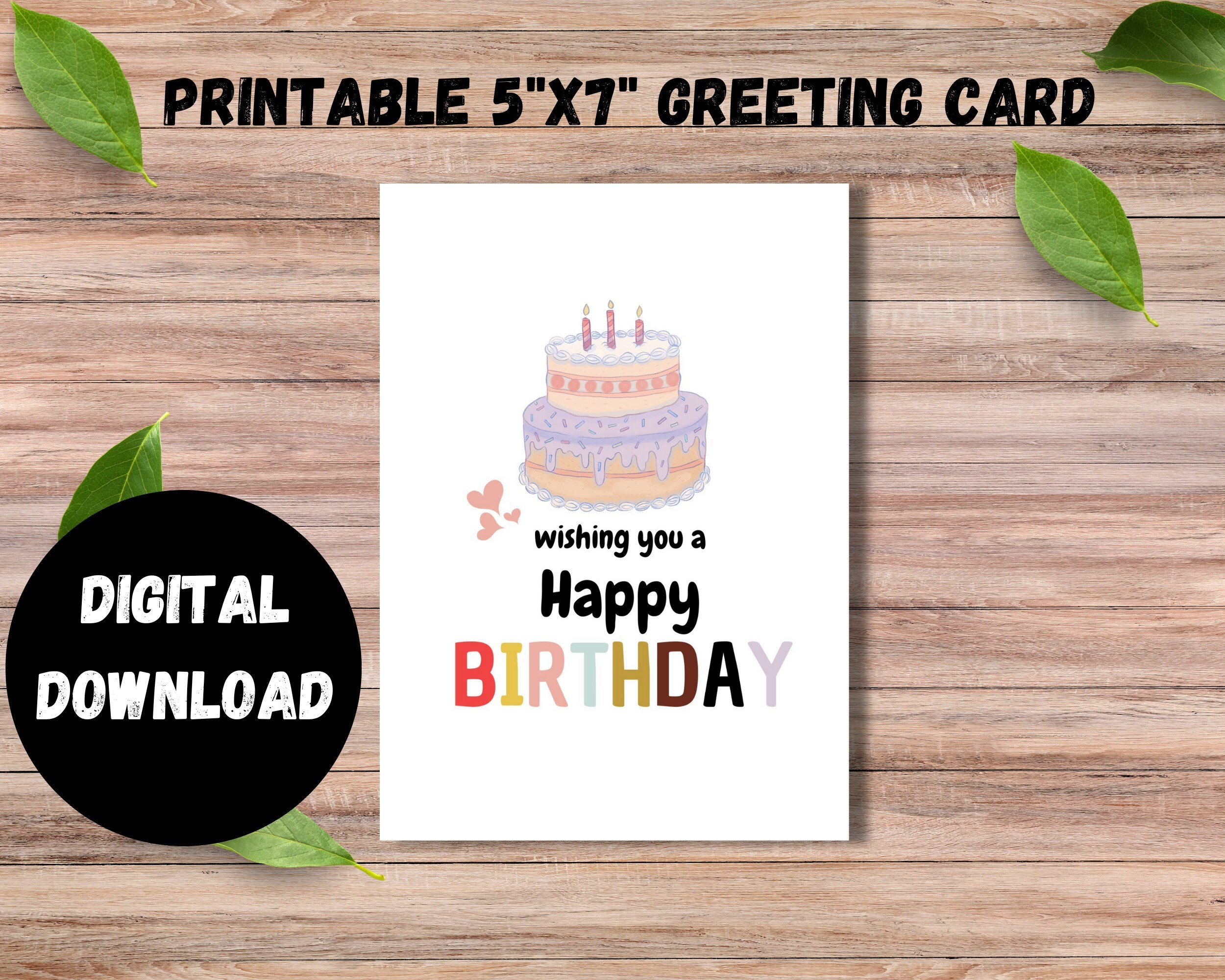 Printable Birthday Card Happy Birthday Card Instant Digital Download ...