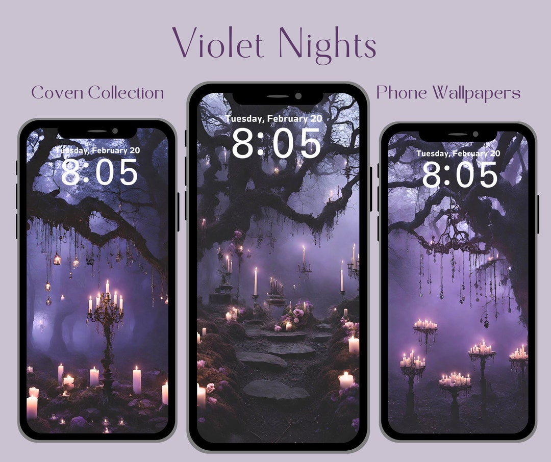 Violet Nights - Coven Collection, Witchy Aesthetic Phone Wallpaper Set ...