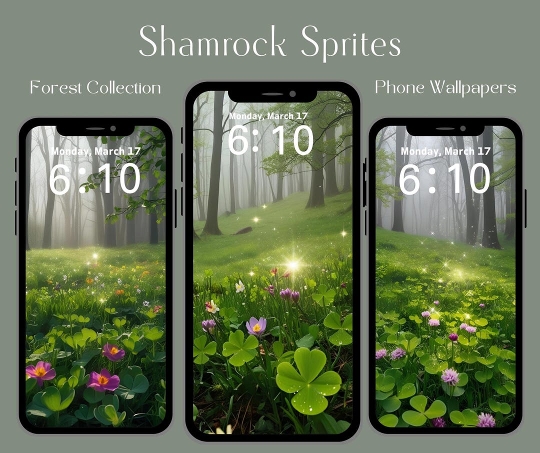 Shamrock Sprites Phone Wallpaper: Forest Collection (digital Download ...