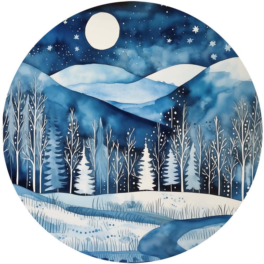 10 Watercolor Whimsical Winter Blues Scenery Clipart Graphics Printable ...