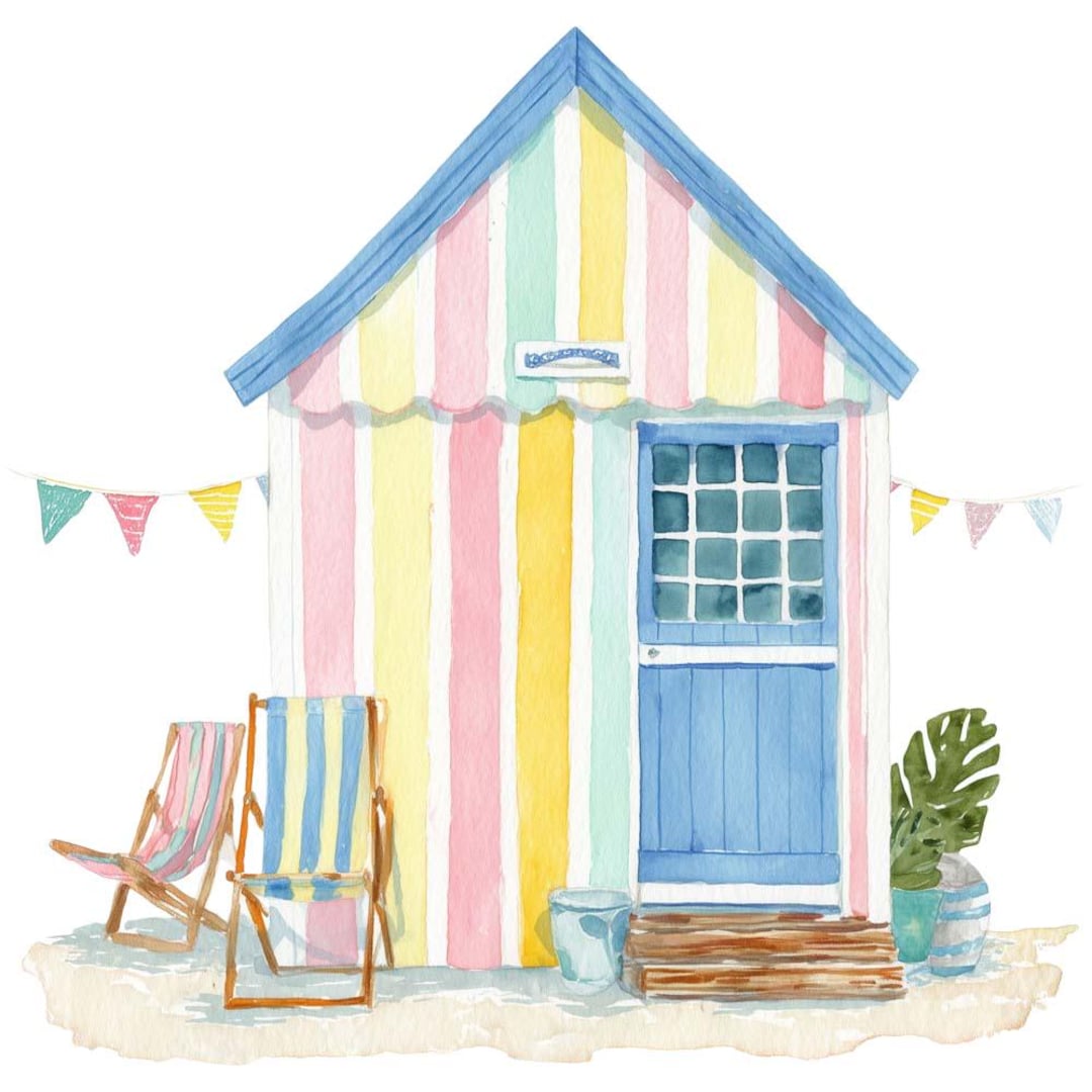 16 Cute Pastel Summer Beach Watercolor Clipart Graphics - Printable PNG ...