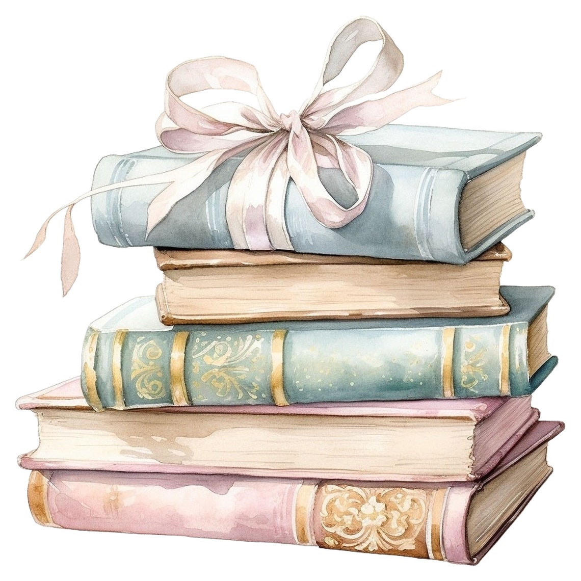 16 Pastel Cottage Shabby Chic Books Watercolor Clipart - Etsy