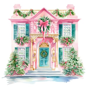 10 Watercolor Preppy Christmas Clipart - PNG Graphics (digital Download ...