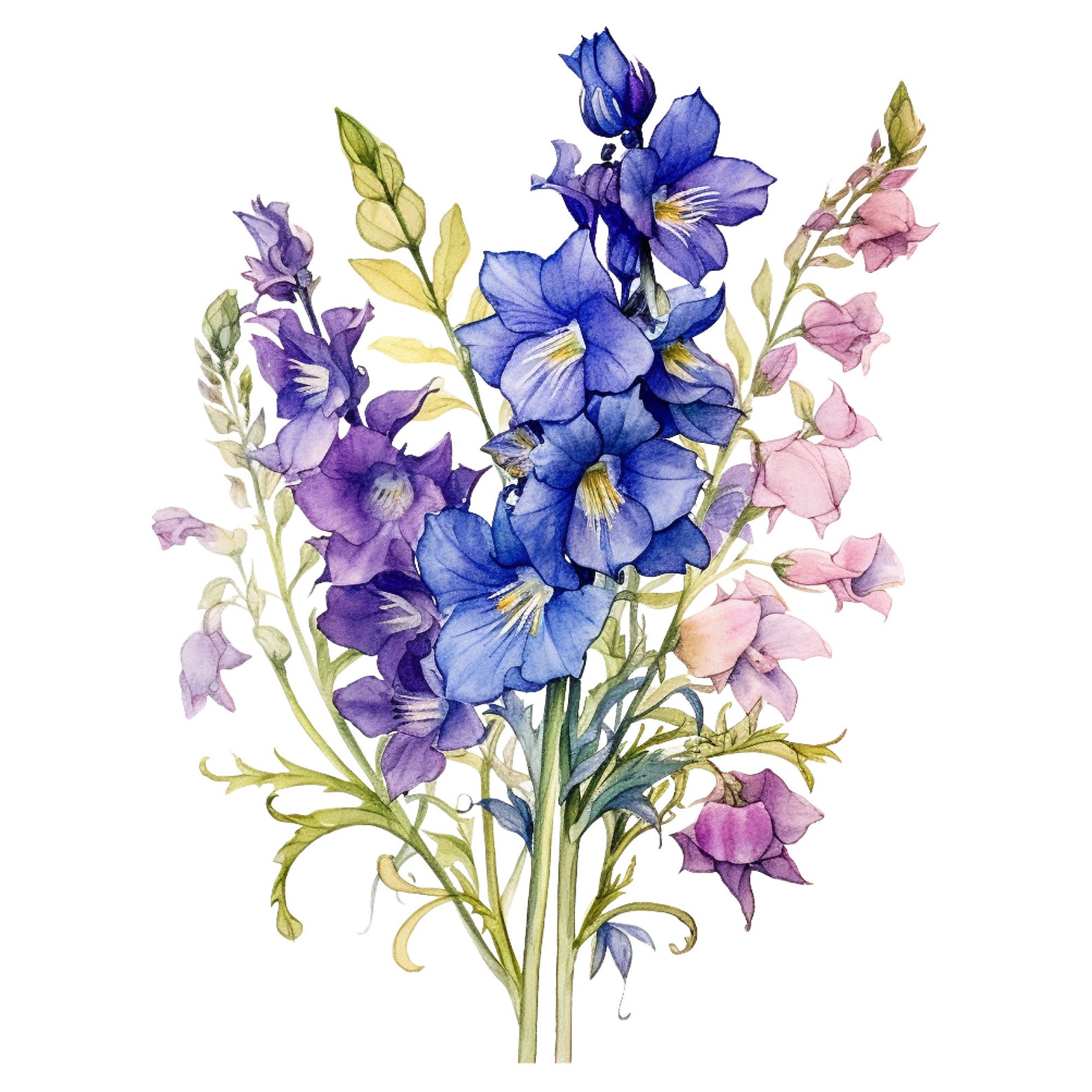 10 Flower Bouquet Clipart Watercolor Graphics Digital Download PNG ...