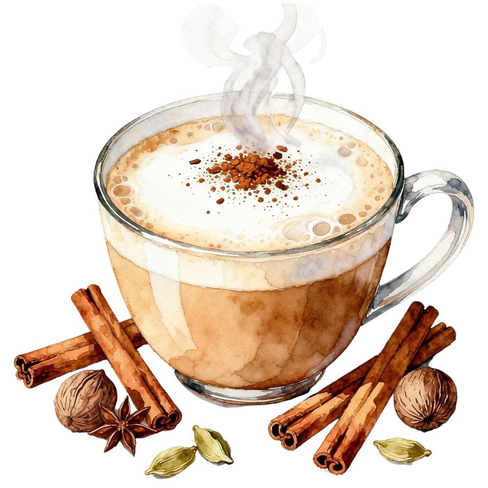 20 Watercolor Christmas Beverages Clipart Graphics - Printable PNG ...