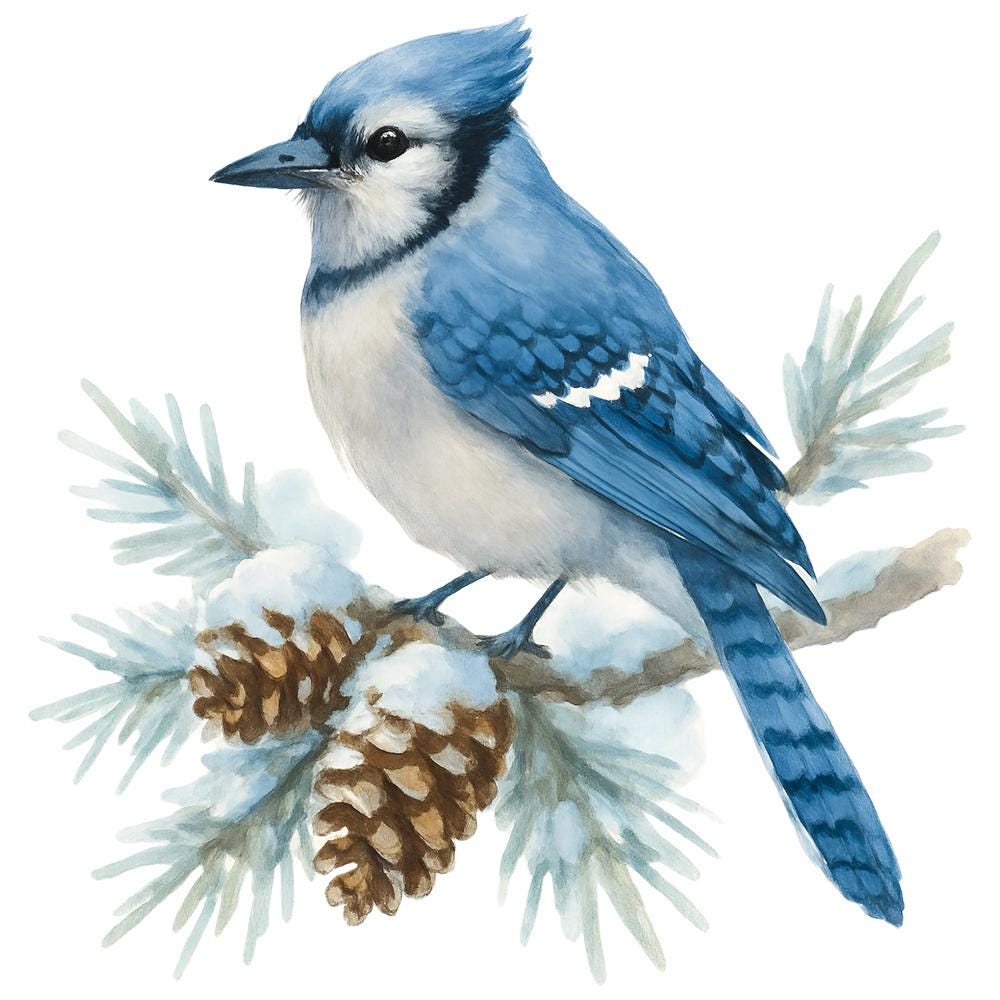 15 Watercolor Winter Birds Png Clipart Graphics - Printable Clip Art ...
