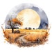 6 Watercolor Harvest Moon Clipart Graphics - Digital Download PNG Files ...