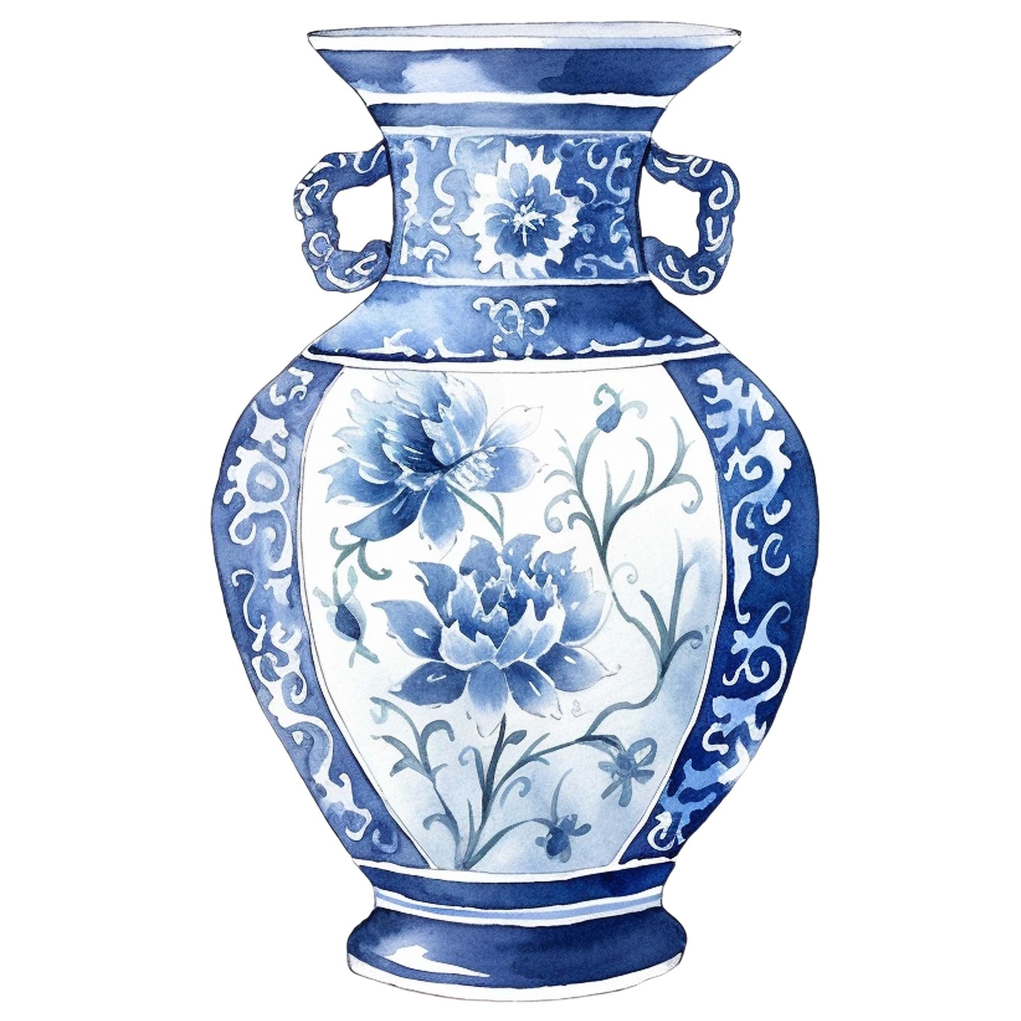 10 Chinoiserie Vase Clipart Watercolor Graphics Digital Download PNG ...