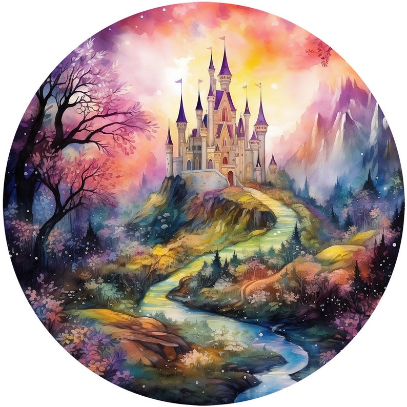 10 Fairytale Castle Watercolor Clipart Graphics Printable - Etsy