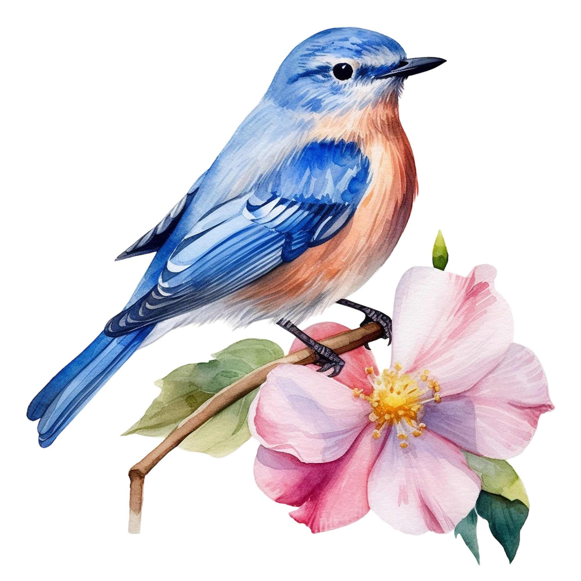 10 Watercolor Cute Bluebird Clipart Bird Graphics Digital Download PNG ...