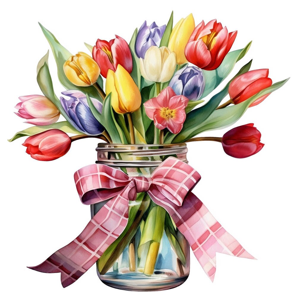 10 Watercolor Tulips Clipart Flower Graphics - Digital Download PNG ...