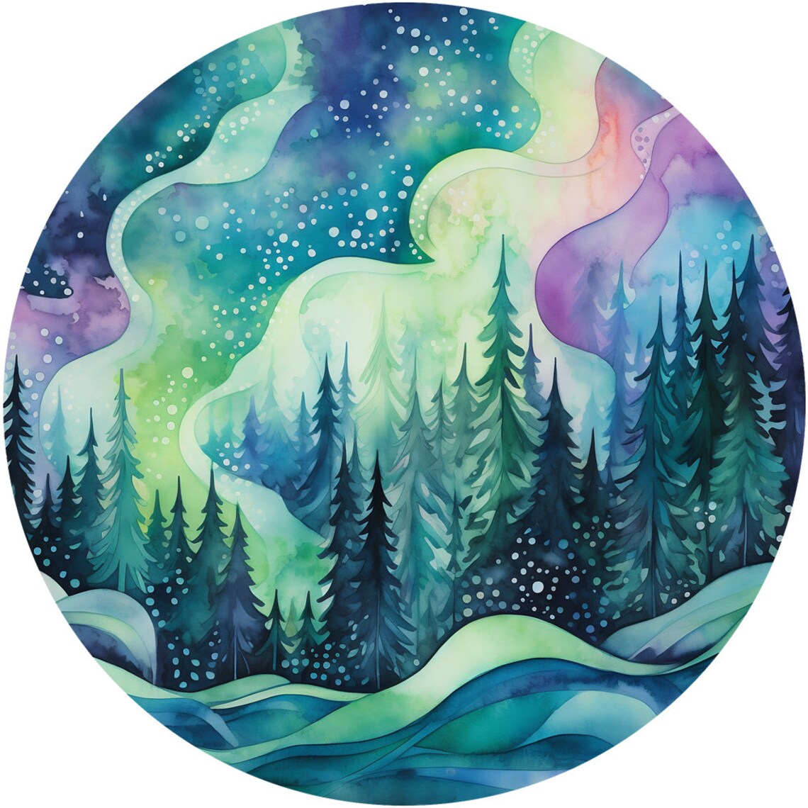 10 Abstract Aurora Borealis Watercolor Clipart Printable PNG - Etsy