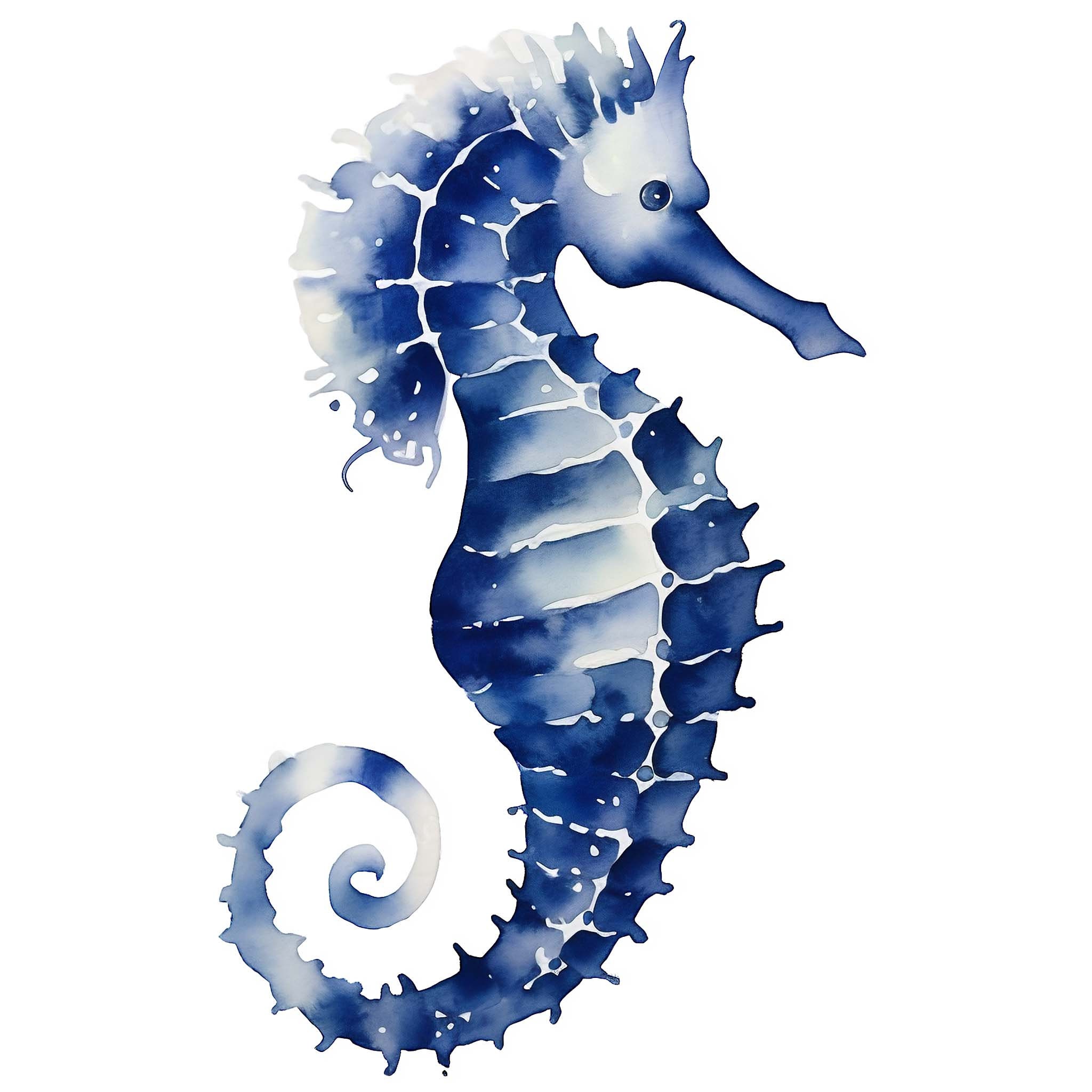 10 Indigo Blue Sea Creatures Watercolor Clipart Graphics Printable PNG ...