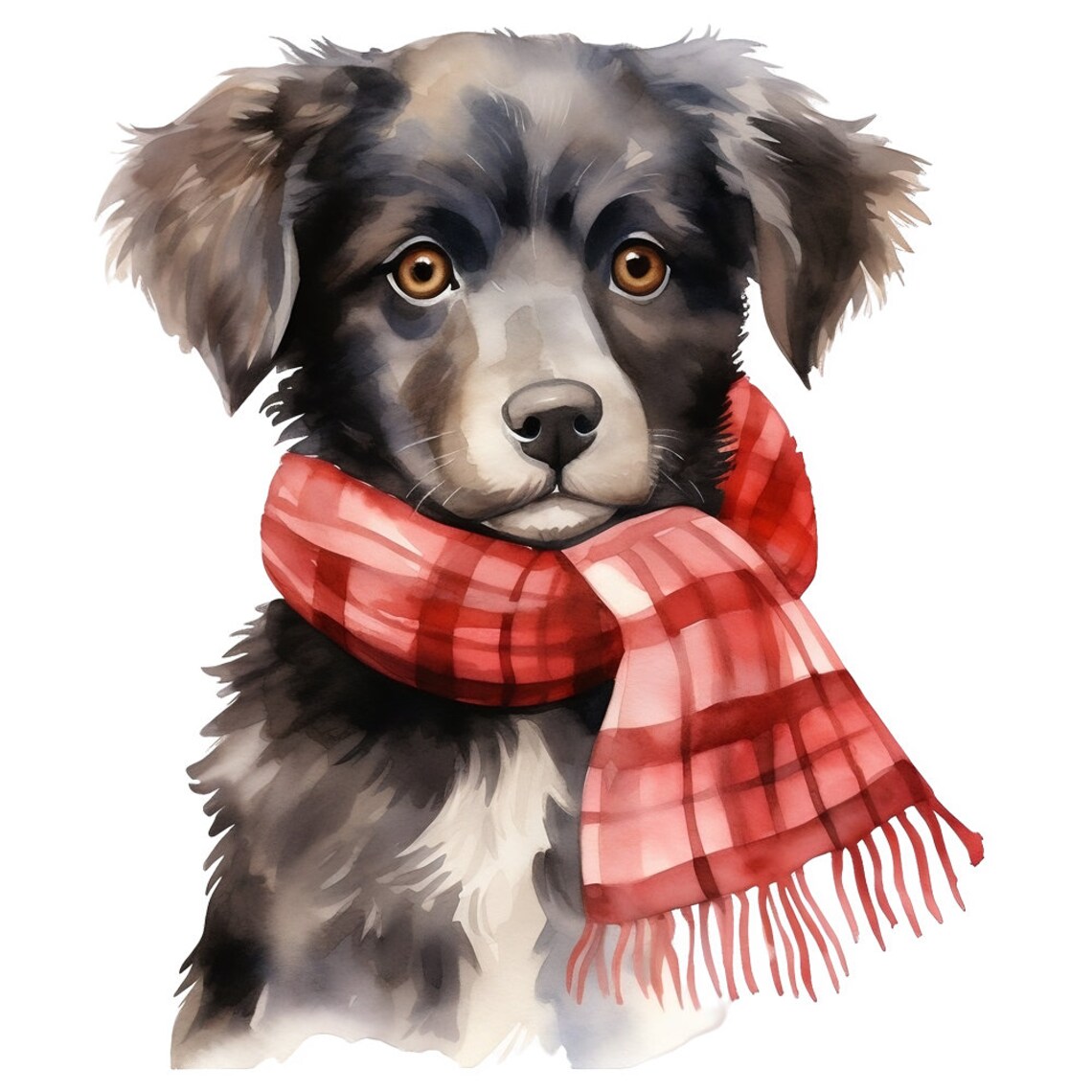 10 Watercolor Winter Pups With Scarf Graphics - Digital Download PNG ...