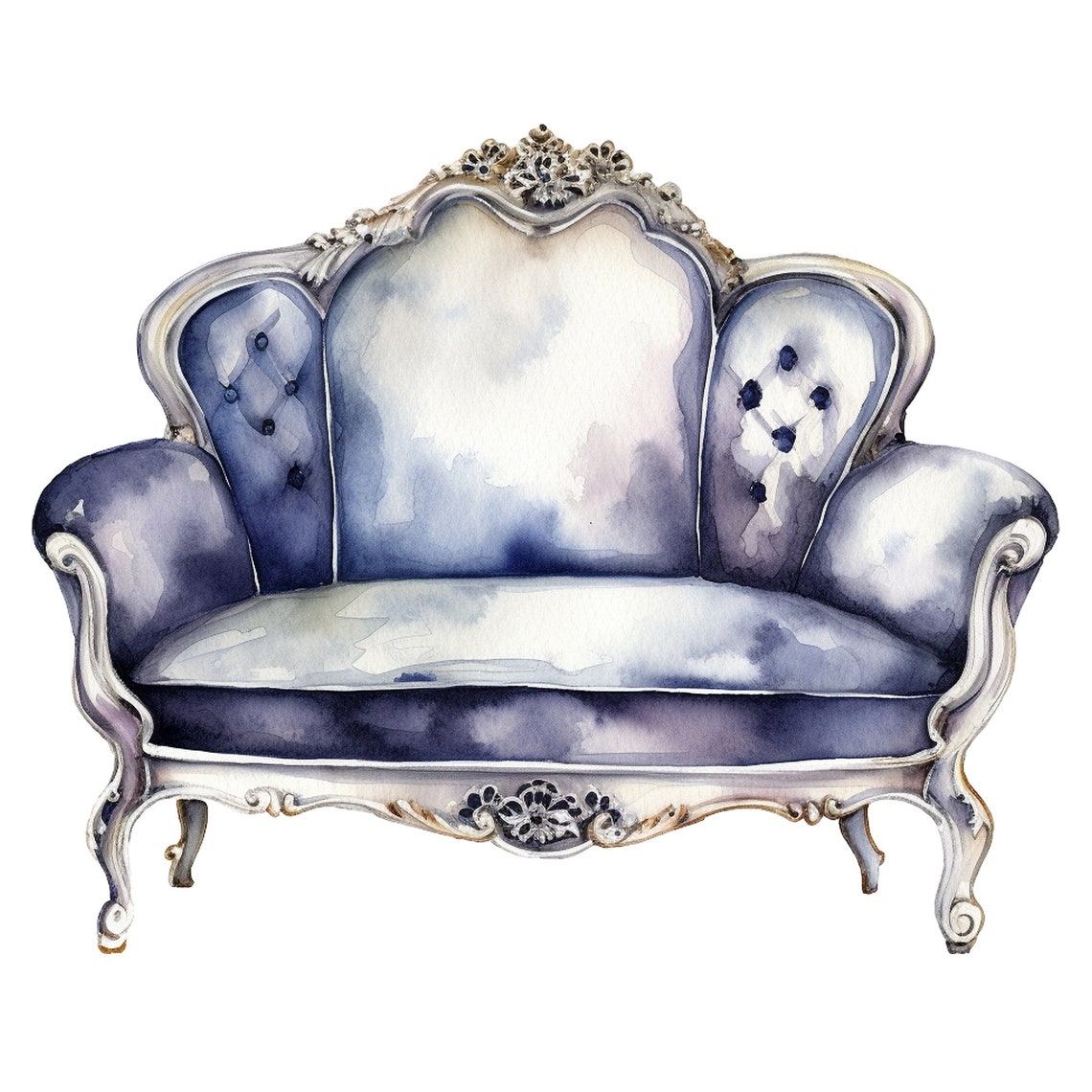 10 Watercolor Antique Sofa Furniture Clipart - Digital Download PNG ...