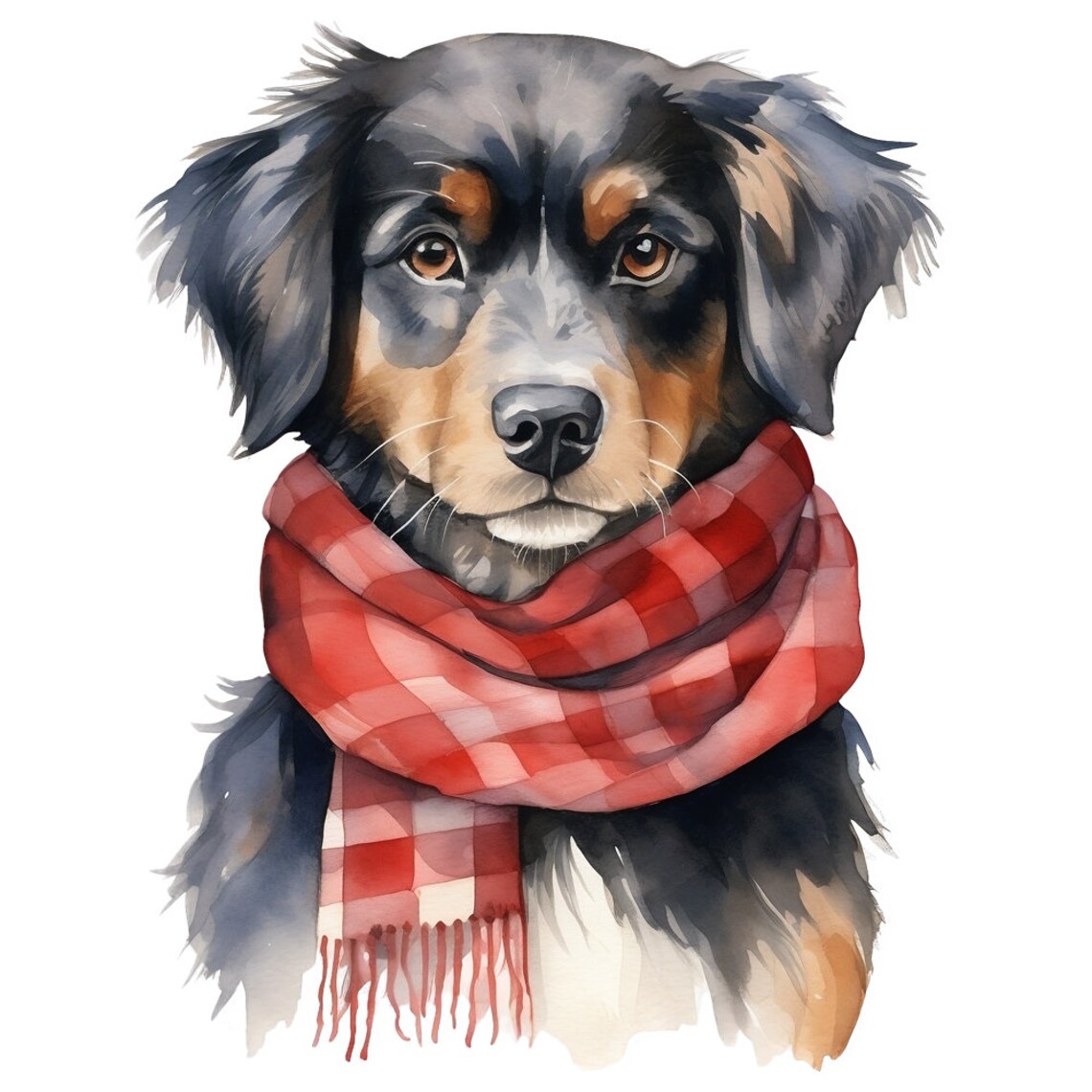 10 Watercolor Winter Pups With Scarf Graphics - Digital Download PNG ...