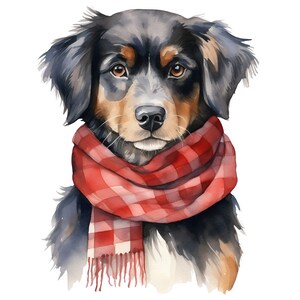 10 Watercolor Winter Pups With Scarf Graphics Digital Download PNG ...