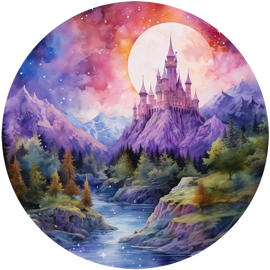 10 Fairytale Castle Watercolor Clipart Graphics Printable - Etsy