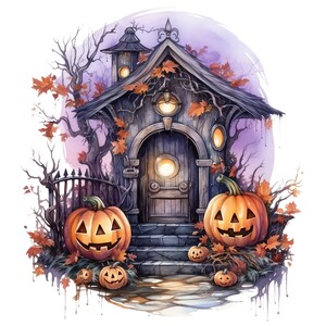 10 Halloween Watercolor Clipart Graphics - Printable PNG Files for ...