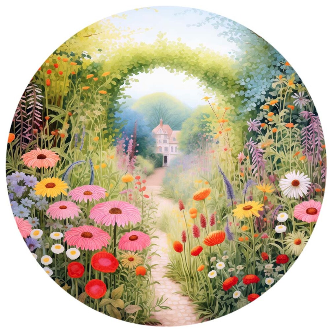 10 Watercolor Secret Garden Clipart Circle Graphics Printable PNG Files ...