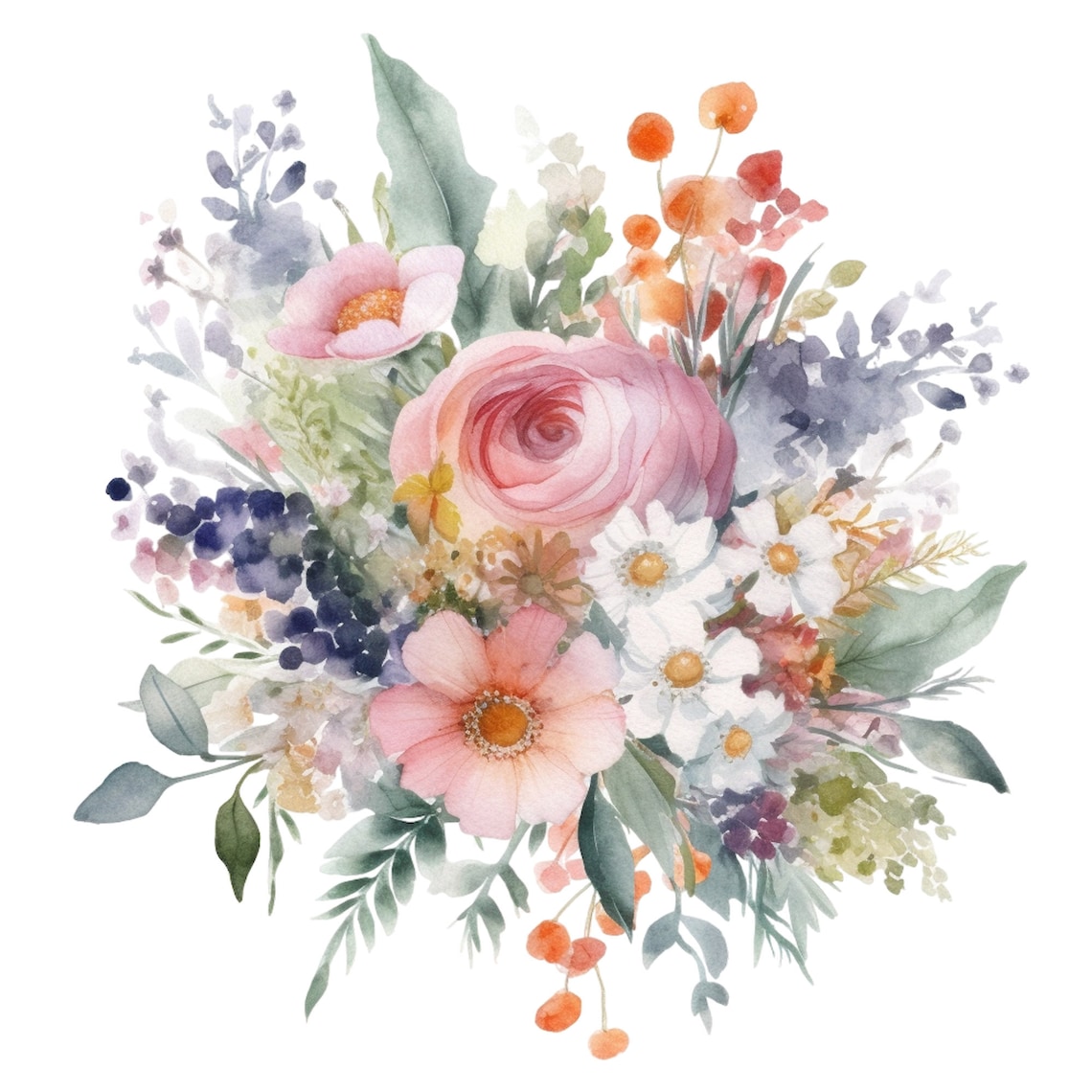 10 Watercolor Flower Bouquet Clipart Graphics Floral PNG - Etsy