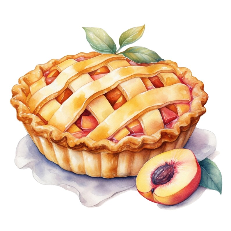 10 Watercolor Fruit Cakes and Pies Clipart Digital Download PNG Files ...