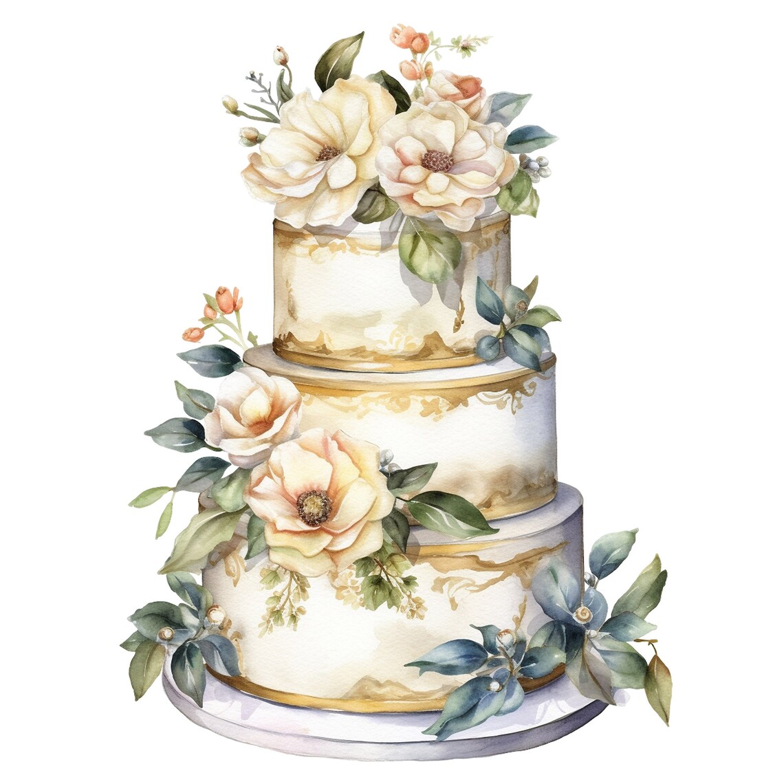 10 Watercolor Wedding Cakes Clipart Graphics Digital - Etsy