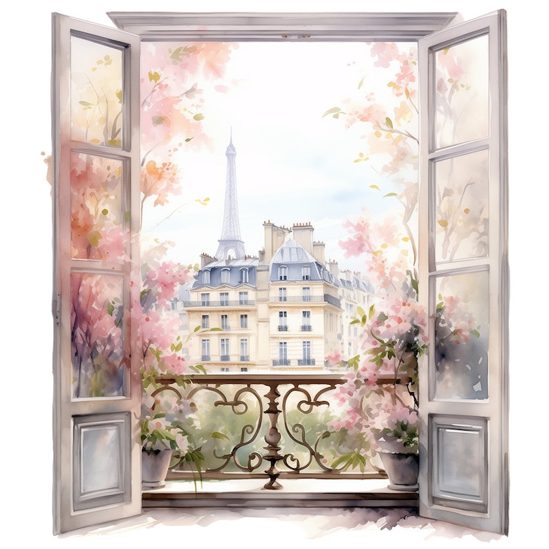 10 Paris Window View Vol. 2 Watercolor Clipart Graphics - Etsy