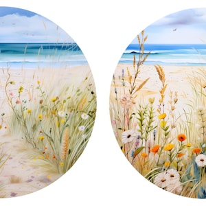 10 Sand Dunes and Wildflowers Watercolor Clipart Graphics - Printable ...