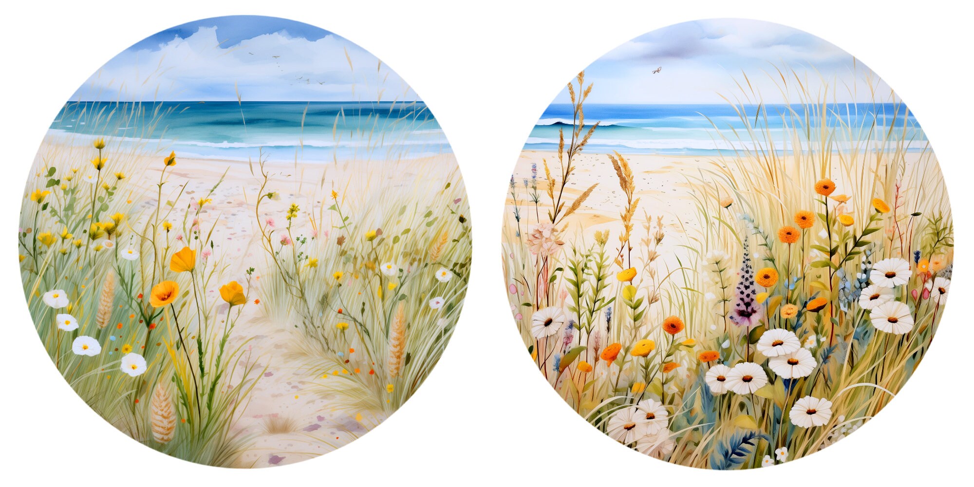 10 Sand Dunes and Wildflowers Watercolor Clipart Graphics - Printable ...