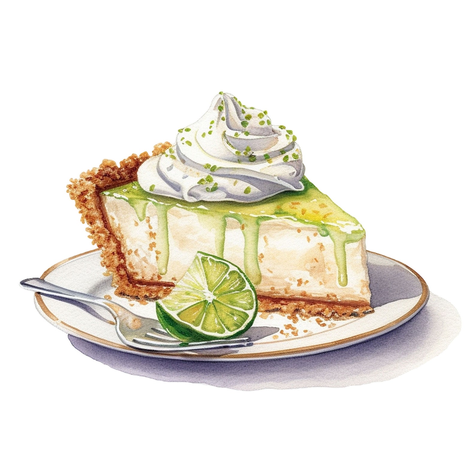 10 Watercolor Key Lime Pie Clipart Graphics – PNG Files, Transparent ...