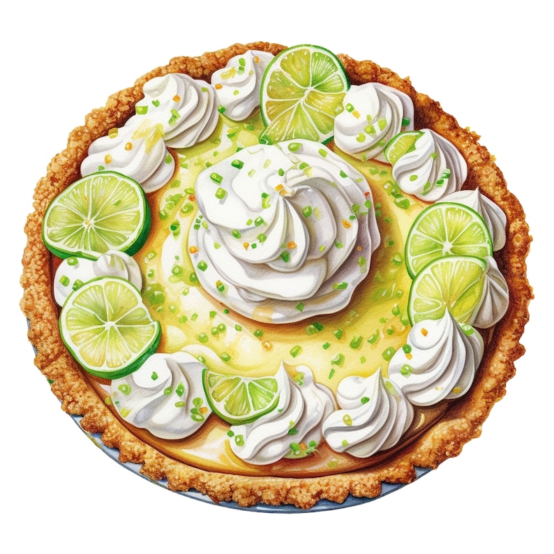 10 Watercolor Key Lime Pie Clipart Digital (Instant Download) - Etsy