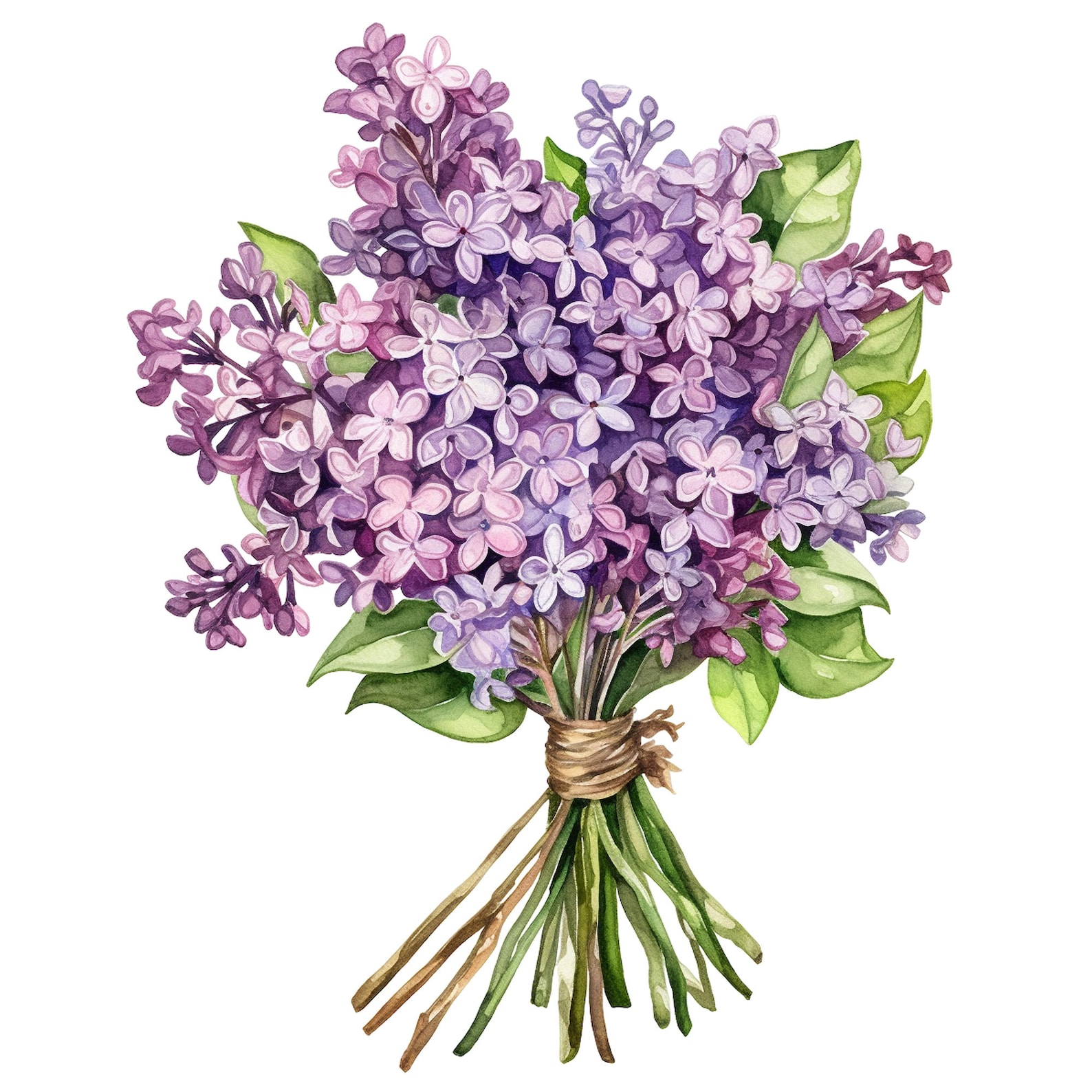 8 Watercolor Purple Lilacs Floral Clipart – PNG Graphics, Transparent ...