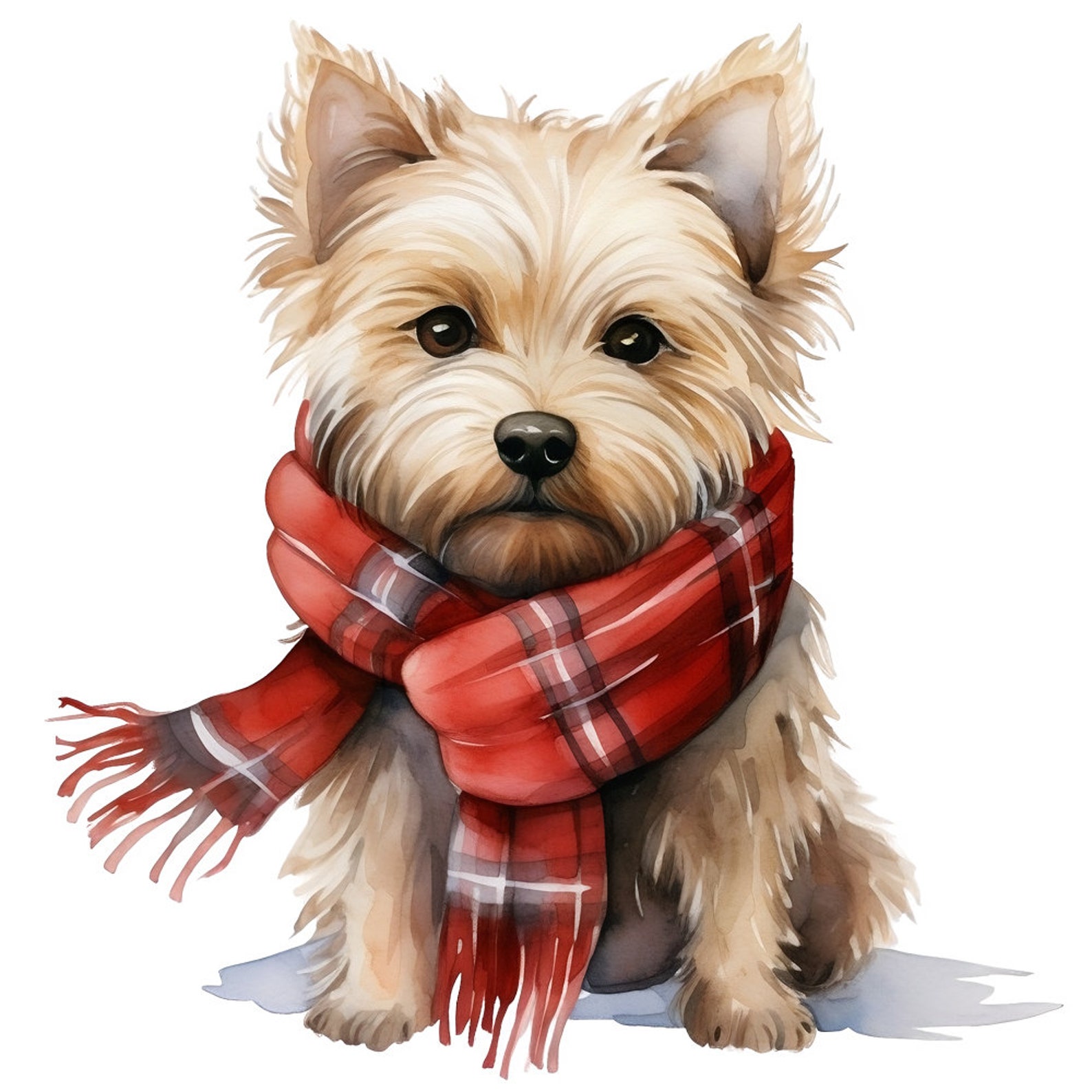 10 Watercolor Winter Pups With Scarf Graphics - Digital Download PNG ...