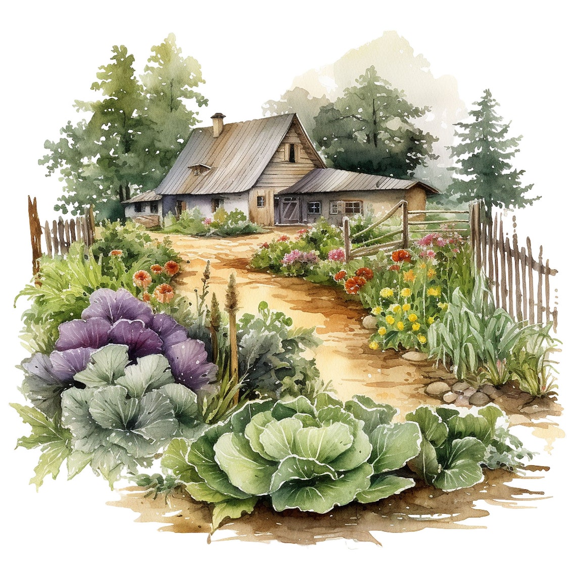 10 Cute Cottagecore Clipart Watercolor Graphics Printable PNG Files for ...